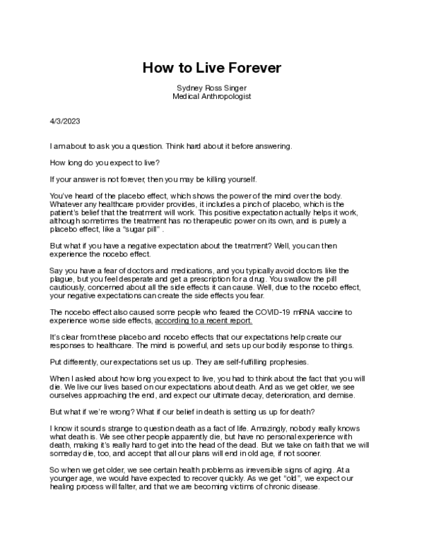 (PDF) How to Live Forever