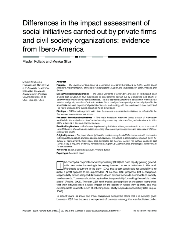 (PDF) Differences in the impact assessment of social initiatives ...