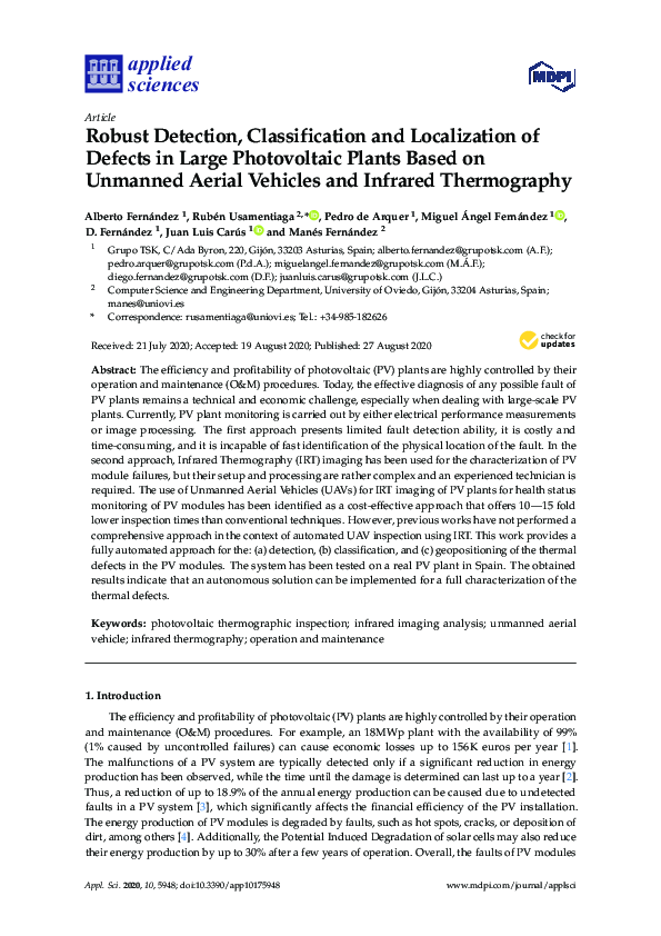 Pdf Robust Detection Classification And Localization Of Defects In Large Photovoltaic Plants