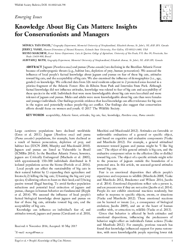 (PDF) Knowledge about big cats matters: Insights for conservationists ...