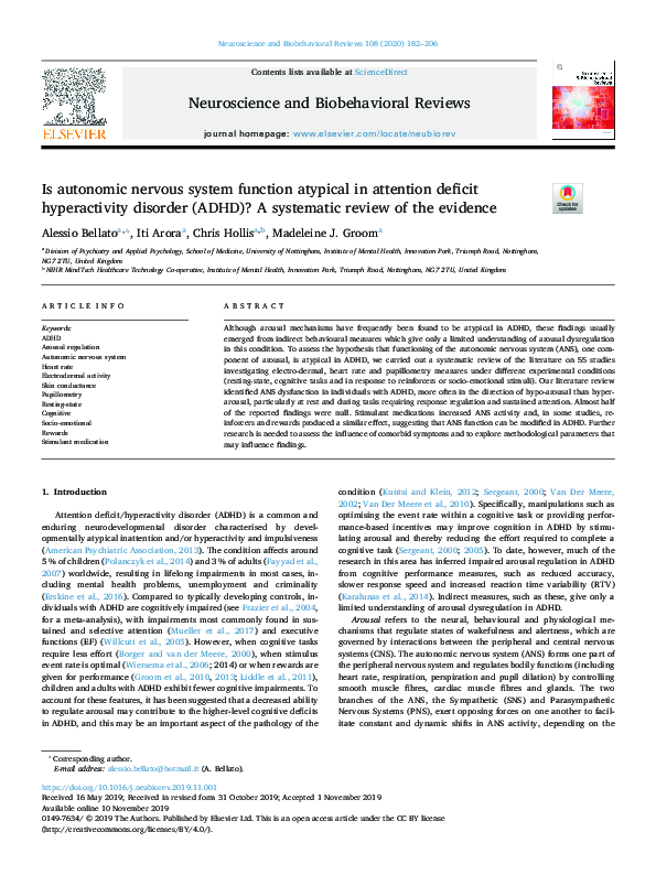 (PDF) Is autonomic nervous system function atypical in attention ...