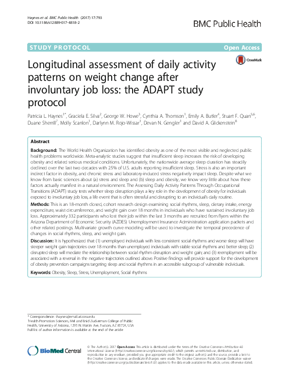 (PDF) Longitudinal assessment of daily activity patterns on weight ...