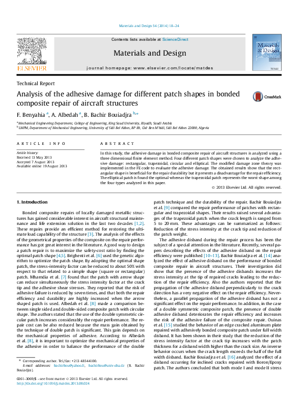 (PDF) Analysis of the adhesive damage for different patch shapes in bonded composite repair of ...
