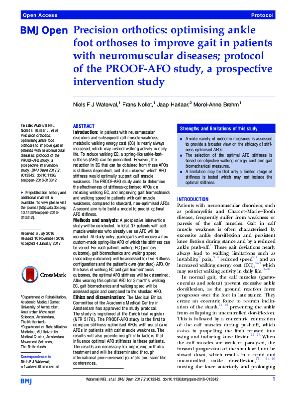(PDF) Precision orthotics: optimising ankle foot orthoses to improve ...