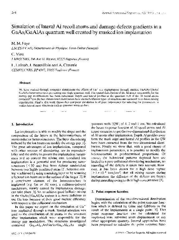 (PDF) Simulation of lateral Al recoil atoms and damage defects ...