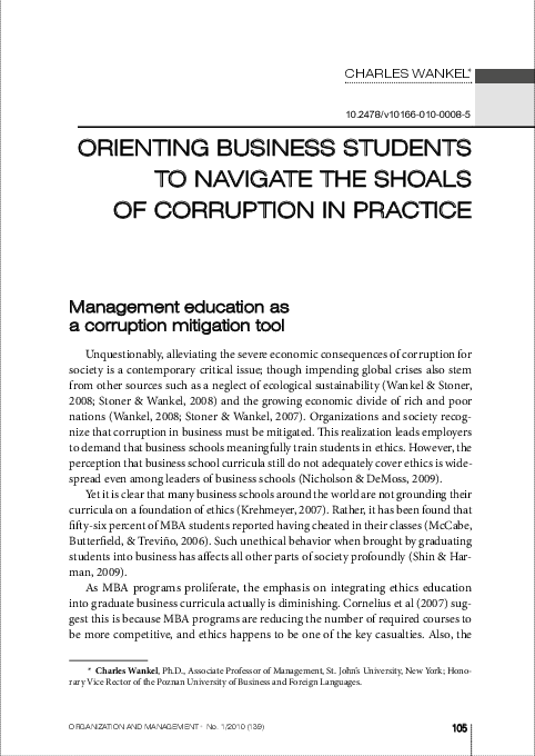(PDF) Orienting Business Students to Navigates the Shoals of Corruption ...