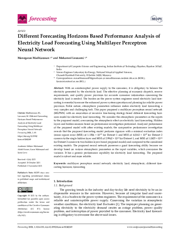 Pdf Different Forecasting Horizons Based Performance Analysis Of
