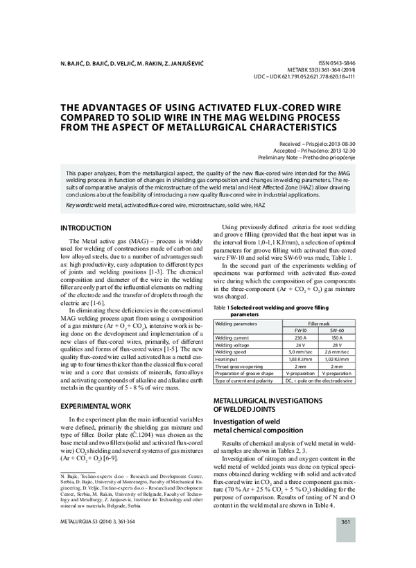 (PDF) The advantages of using activated flux-cored wire compared to ...