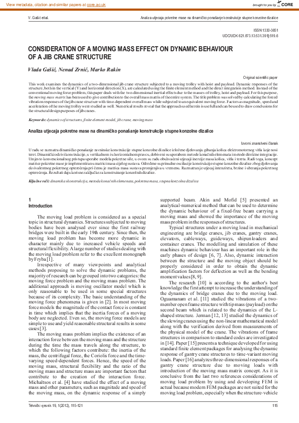 (PDF) Consideration of a moving mass effect on dynamic behaviour of a ...