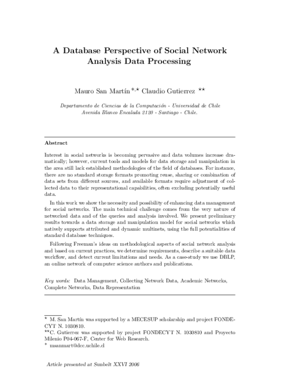 (PDF) A Database Perspective of Social Network Analysis Data Processing