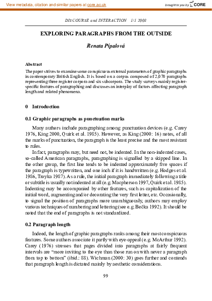 (PDF) Exploring paragraphs from the outside