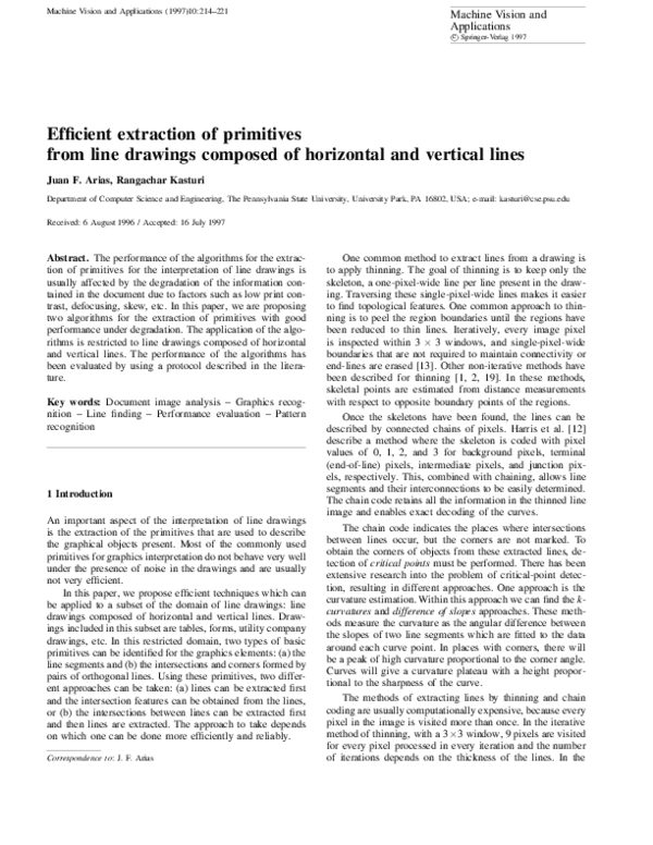 (PDF) Efficient extraction of primitives from line drawings composed of horizontal and vertical ...