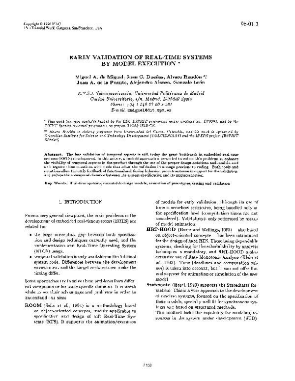 (PDF) Early Validation of Real-Time Systems by Model Execution