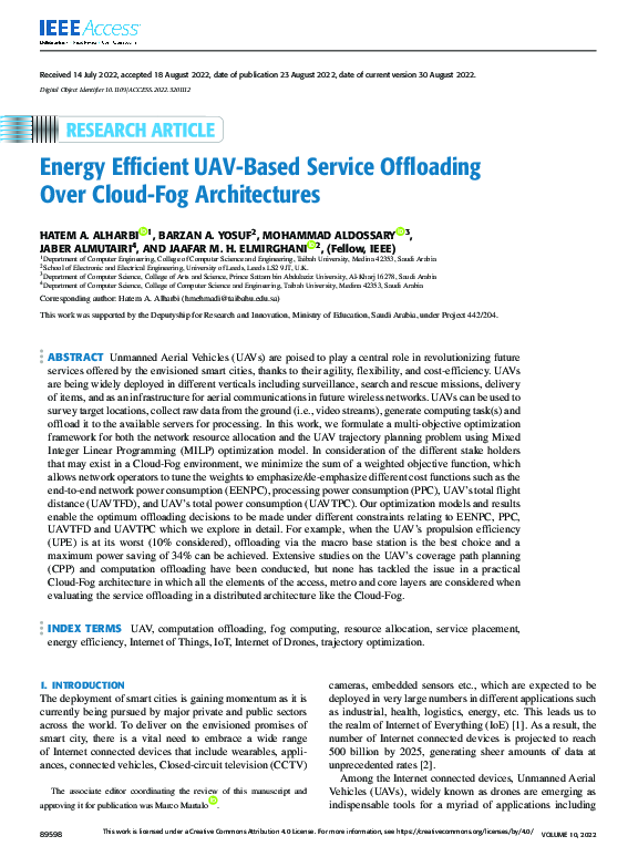 Pdf Energy Efficient Uav Based Service Offloading Over Cloud Fog Architectures Mohammad