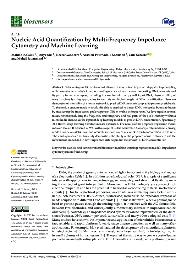 (PDF) Nucleic Acid Quantification by Multi-Frequency Impedance Cytometry and Machine Learning