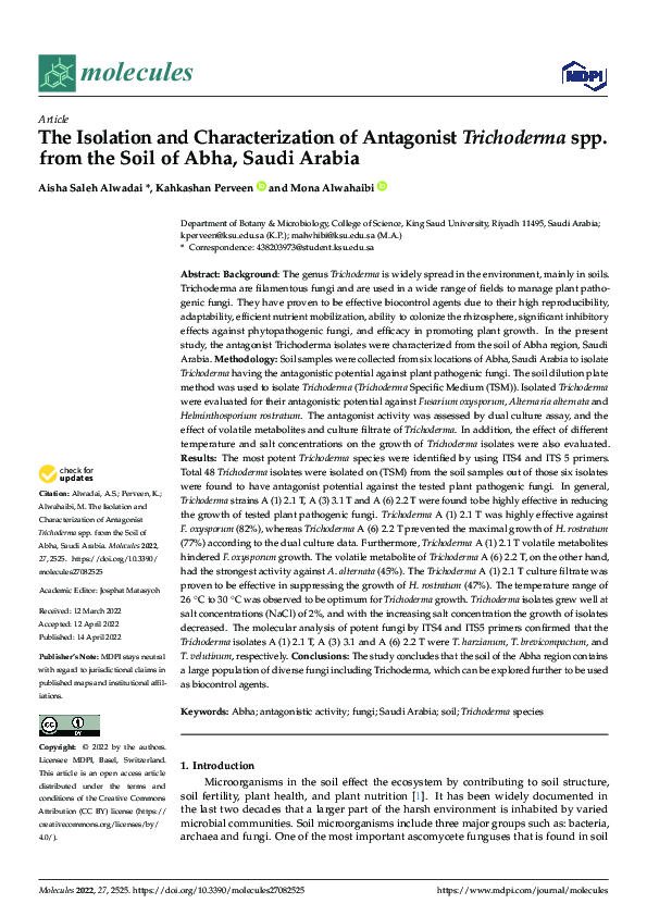 Pdf The Isolation And Characterization Of Antagonist Trichoderma Spp