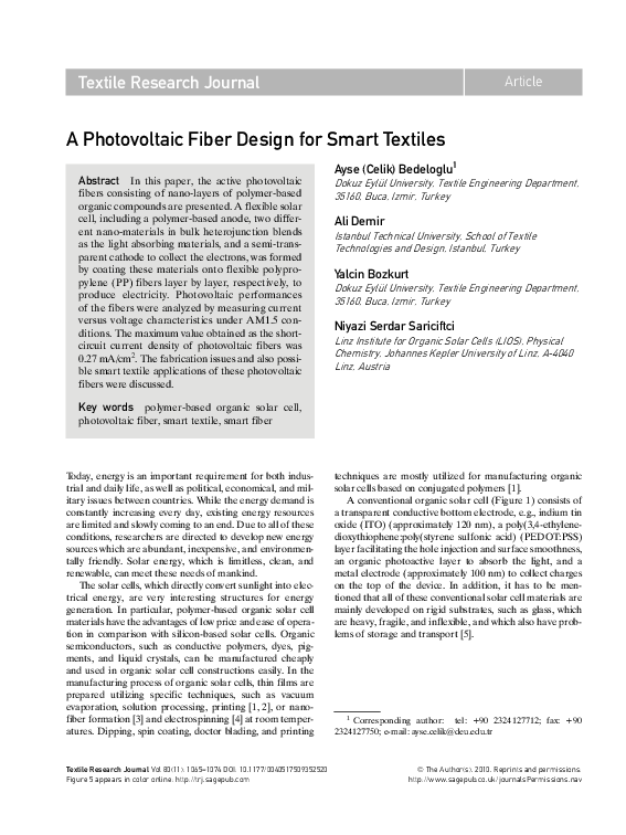 (PDF) A Photovoltaic Fiber Design for Smart Textiles