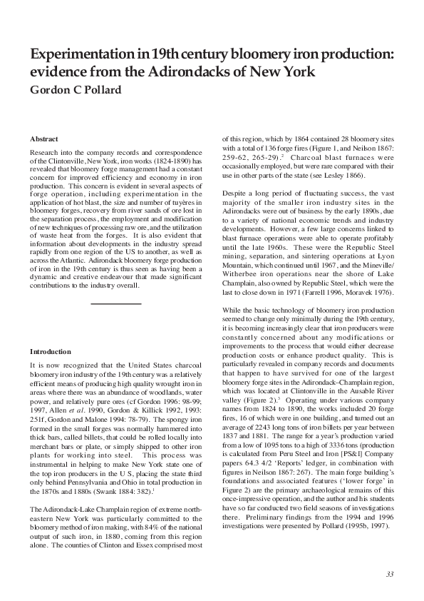 Experimentation in 19th century bloomery iron production: evidence from ...