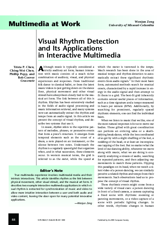 (PDF) Visual Rhythm Detection in Multimedia Systems