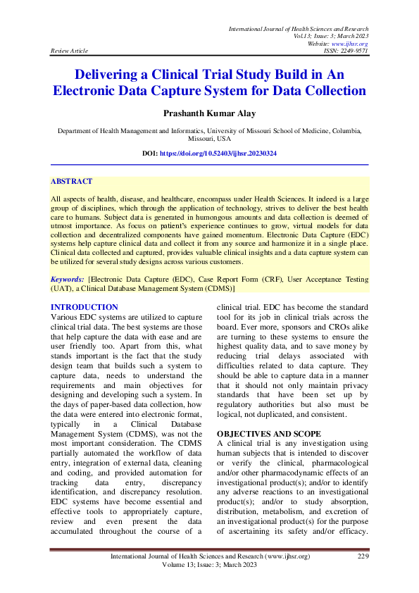 (PDF) Delivering a Clinical Trial Study Build in An Electronic Data ...