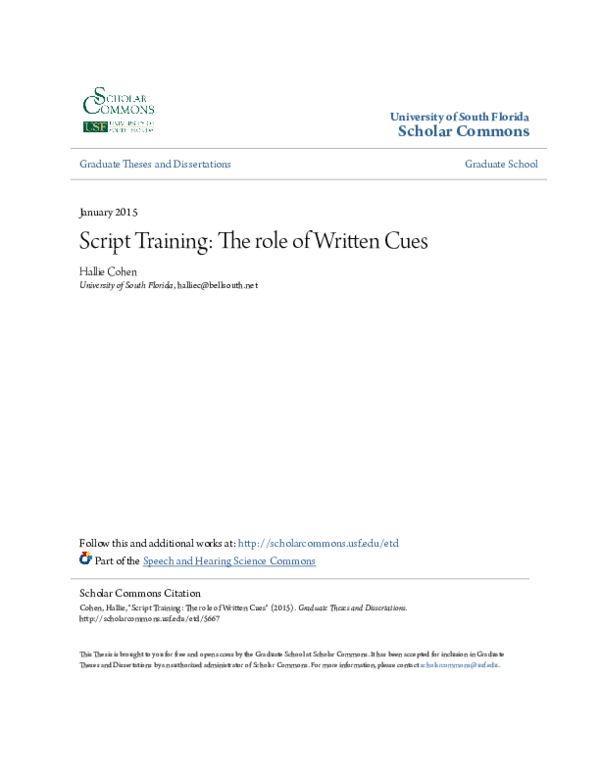 (PDF) Script Training: The role of Written Cues