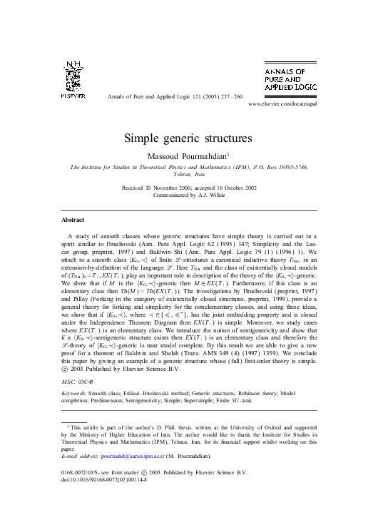 (PDF) Simple generic structures | Massoud Pourmahdian - Academia.edu