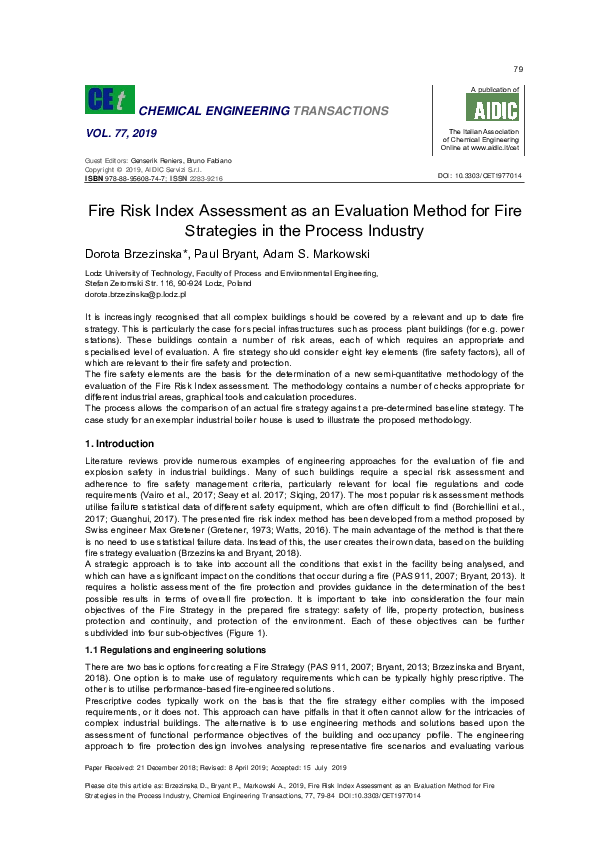 (PDF) Fire Risk Index Assessment as an Evaluation Method for Fire ...