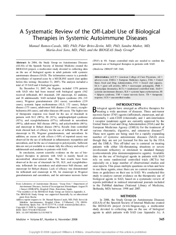 (PDF) A Systematic Review of the Off-Label Use of Biological Therapies ...