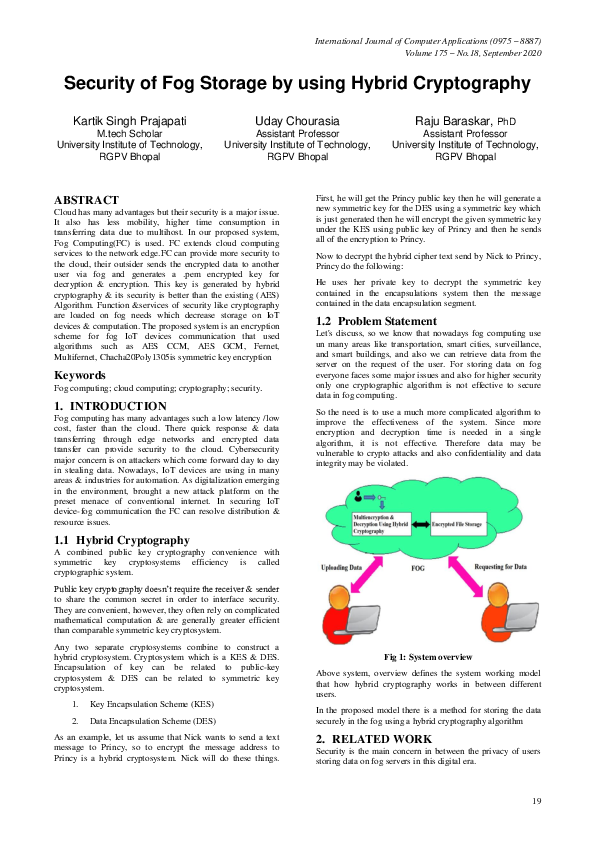 Pdf Security Of Fog Storage By Using Hybrid Cryptography