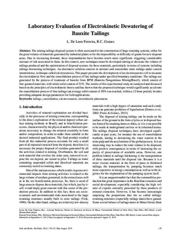 (PDF) Laboratory Evaluation of Electrokinetic Dewatering of Bauxite ...