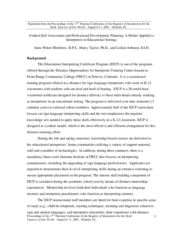 (PDF) Self-Assessment Model for Interpreter Skills