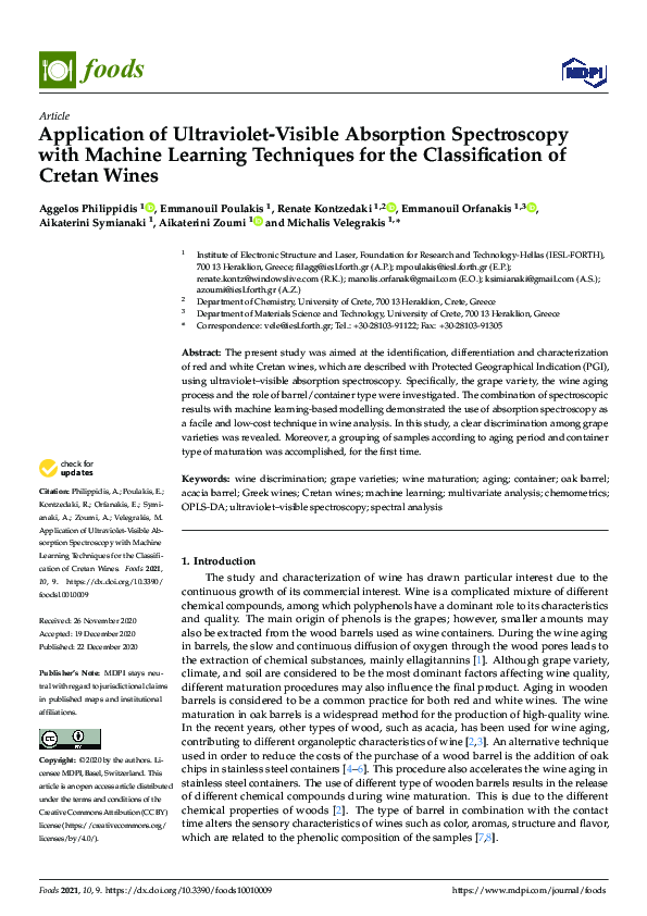 (PDF) Application of Ultraviolet-Visible Absorption Spectroscopy with Machine Learning ...