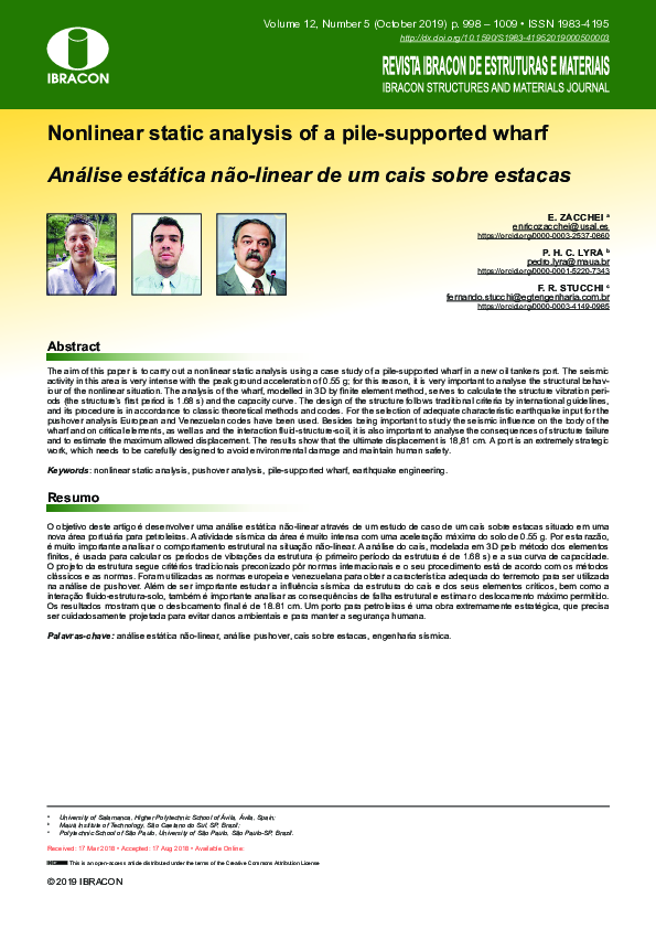 (PDF) Nonlinear static analysis of a pile-supported wharf