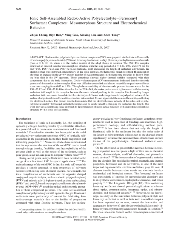 (PDF) Ionic Self-Assembled Redox-Active Polyelectrolyte−Ferrocenyl ...