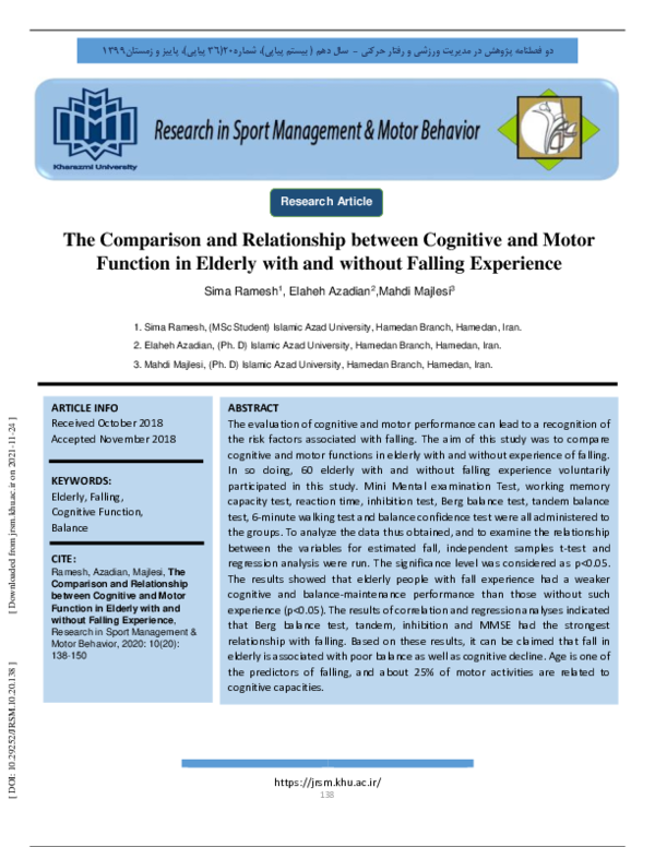 (PDF) The Comparison and Relationship between Cognitive and Motor ...