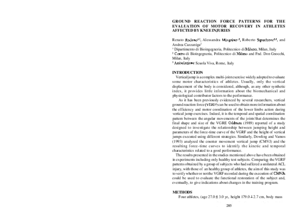 (PDF) Ground Reaction Force Patterns for the Evaluation or Motor ...