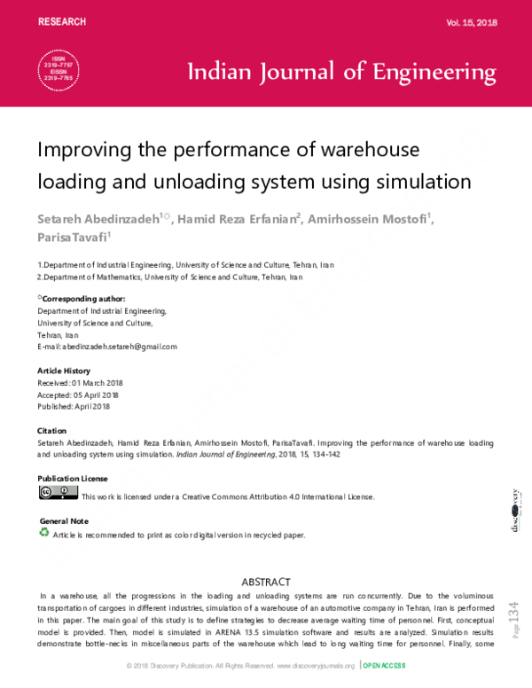 (PDF) Improving the performance of warehouse loading and unloading system using simulation