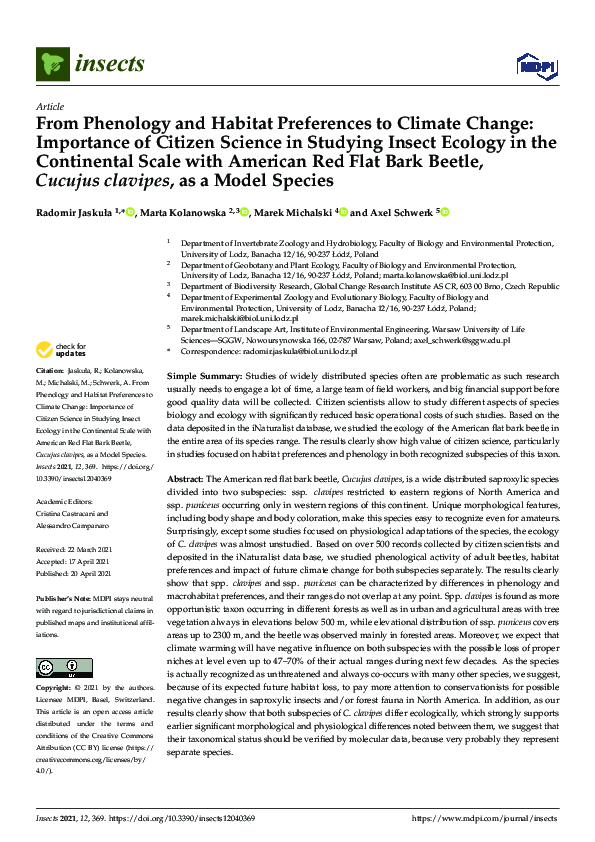 (PDF) From Phenology and Habitat Preferences to Climate Change ...