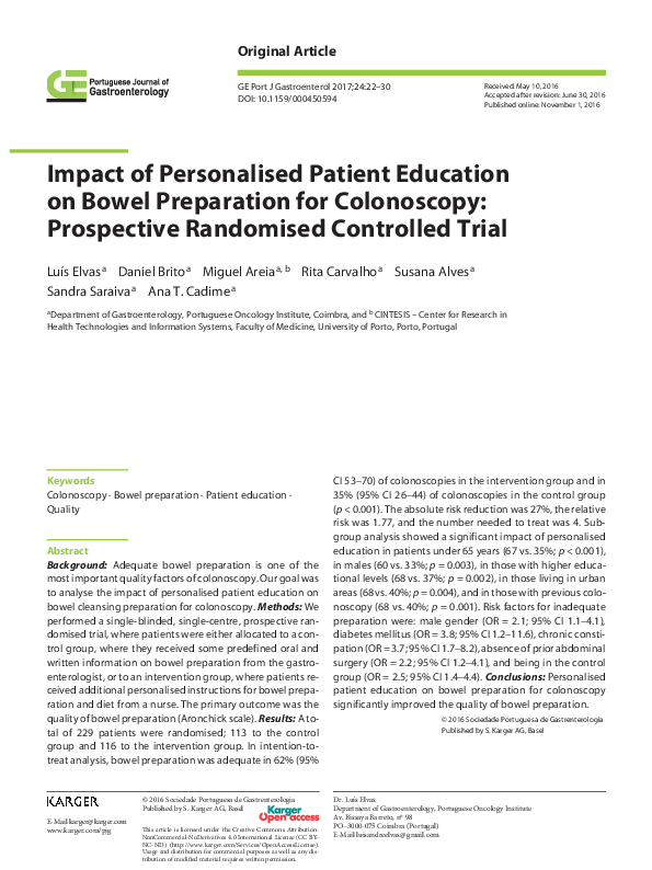 (PDF) Impact of Personalised Patient Education on Bowel Preparation for ...
