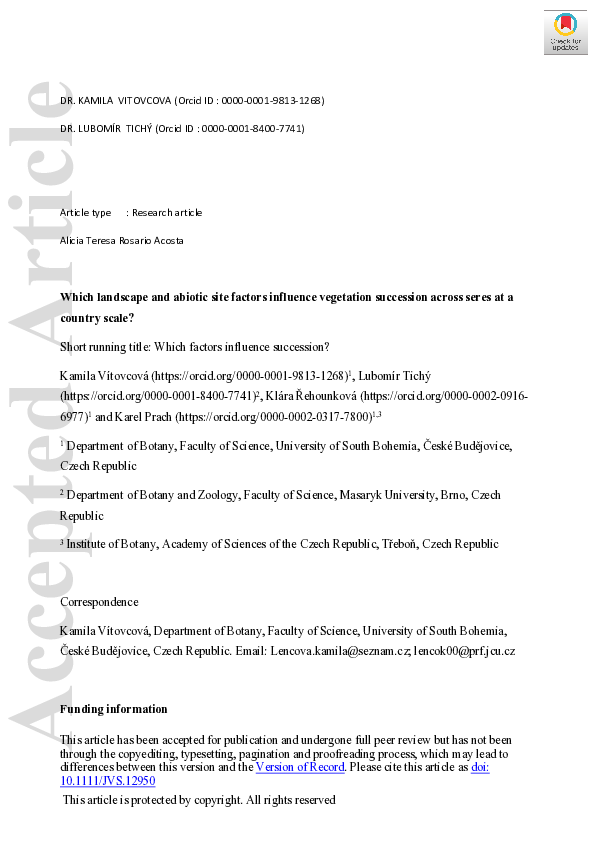 (PDF) Which landscape and abiotic site factors influence vegetation ...