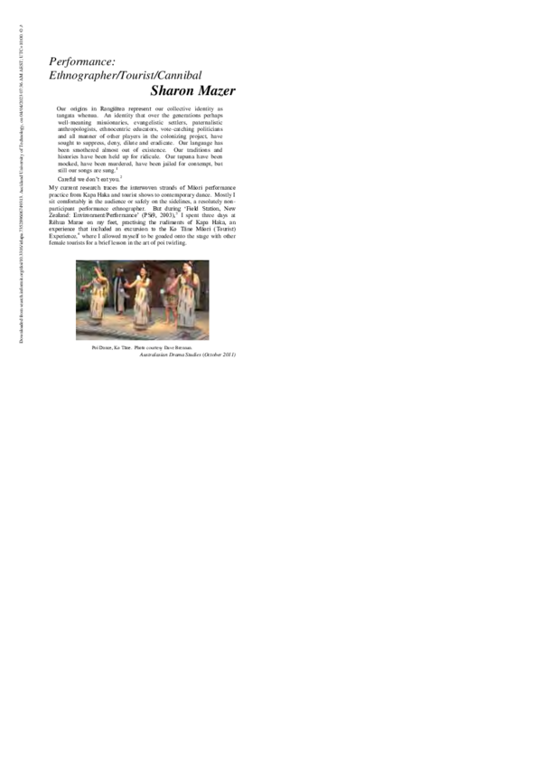 (PDF) Performance: Ethnographer / Tourist/Cannibal
