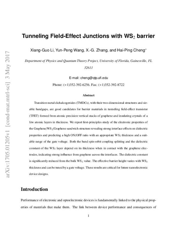 (PDF) Tunneling field-effect junctions with WS2 barrier