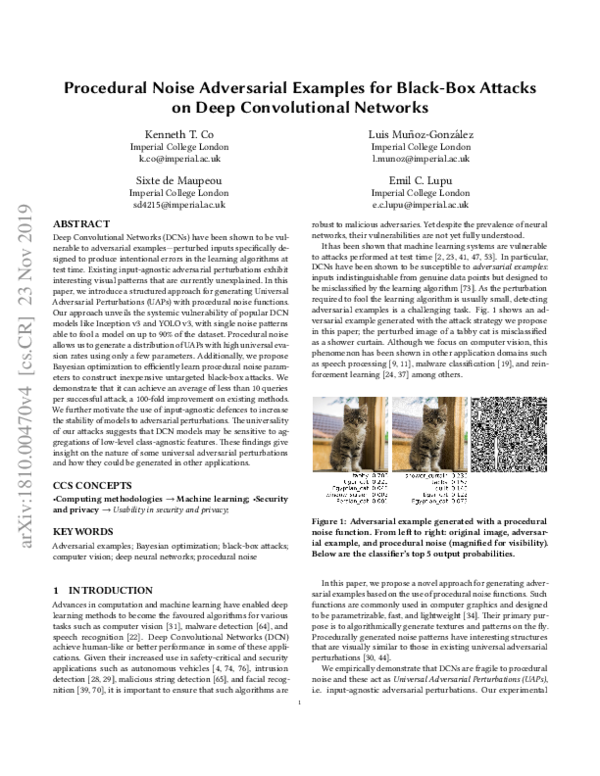 (PDF) Procedural Noise Adversarial Examples for Black-Box Attacks on Deep Convolutional Networks