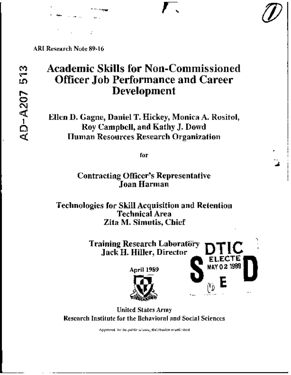 (PDF) Academic Skills for Non-Commissioned Officer Job Performance and ...