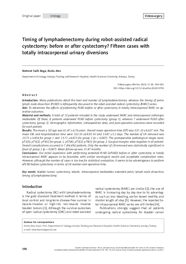 (PDF) Timing of lymphadenectomy during robot-assisted radical ...