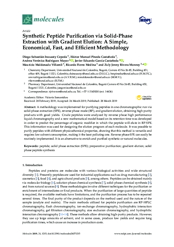 (PDF) Synthetic Peptide Purification via Solid-Phase Extraction with Gradient Elution: A Simple ...