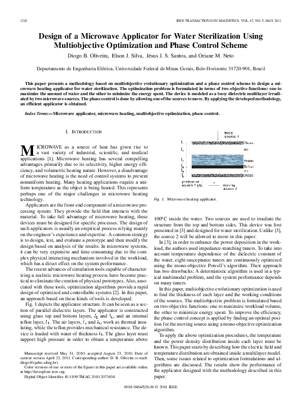 (PDF) Design of a Microwave Applicator for Water Sterilization Using ...
