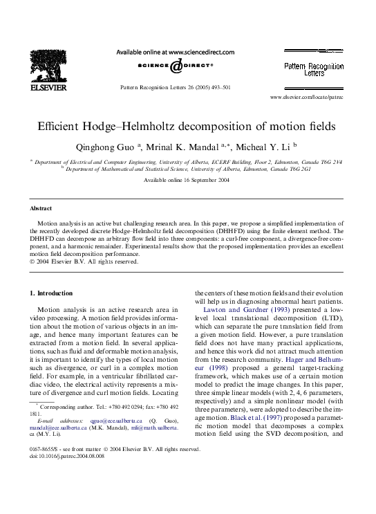 (PDF) Efficient Hodge–Helmholtz decomposition of motion fields