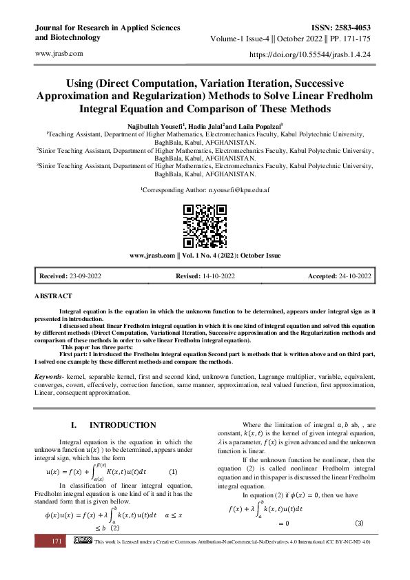 (PDF) Using (Direct Computation, Variation Iteration, Successive Approximation and ...