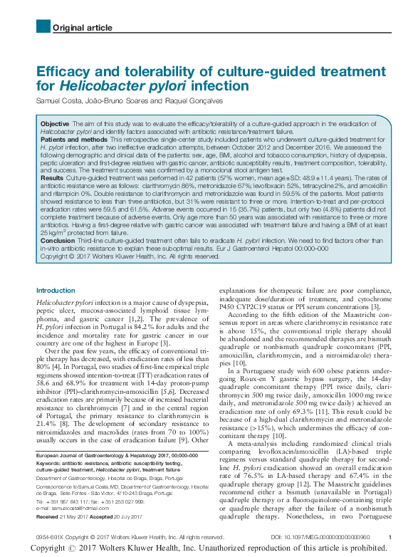 (PDF) Efficacy and tolerability of culture-guided treatment for ...